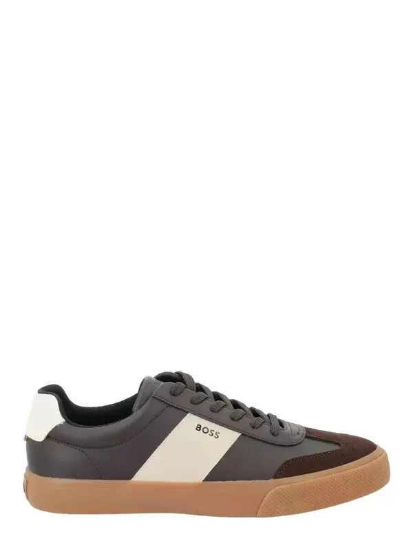 BOSS Lace-up Panelled Sneakers - Brown