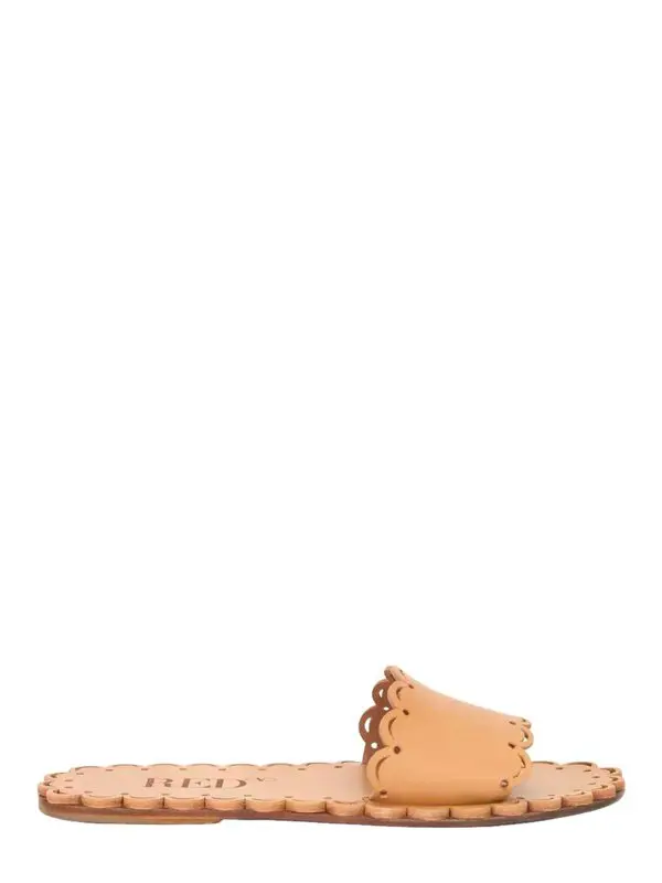 Red Valentino Scalloped Edge Slide Sandals - Brown