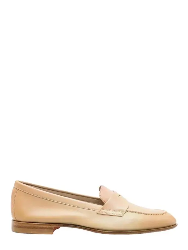 Santoni Penny Strap Leather Loafers - Neutrals