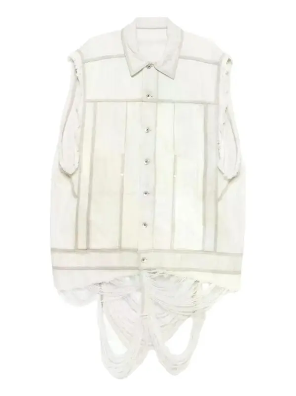 Rick Owens Frayed Denim Gilet - Neutrals