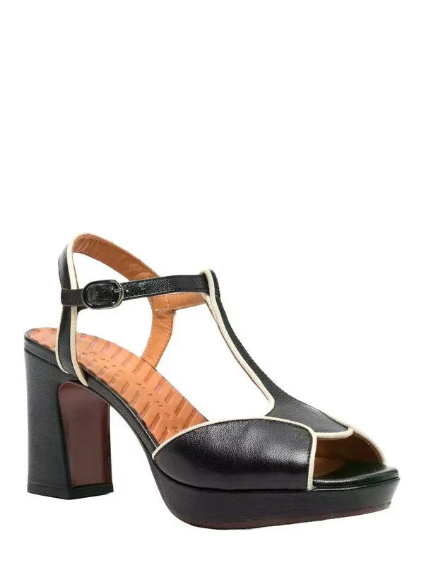 Chie Mihara Leather T-bar Platform Sandals - Black
