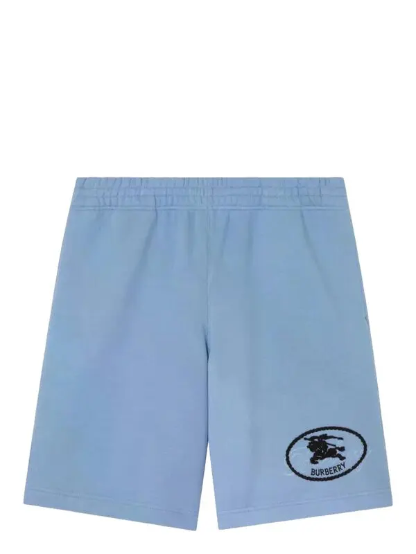 Burberry Knight-stamp Cotton Shorts - Blue