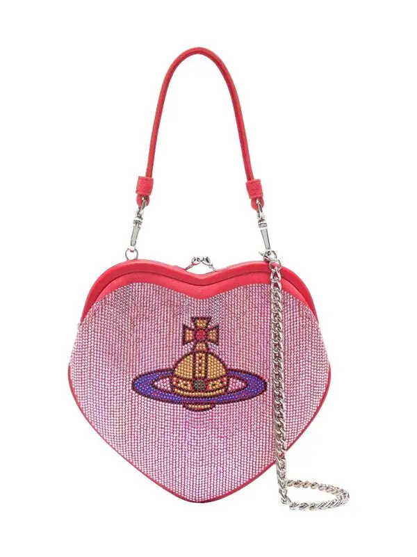 VIVIENNE WESTWOOD Heart-frame Tote Bag With Rhinestone Embellishments - Red