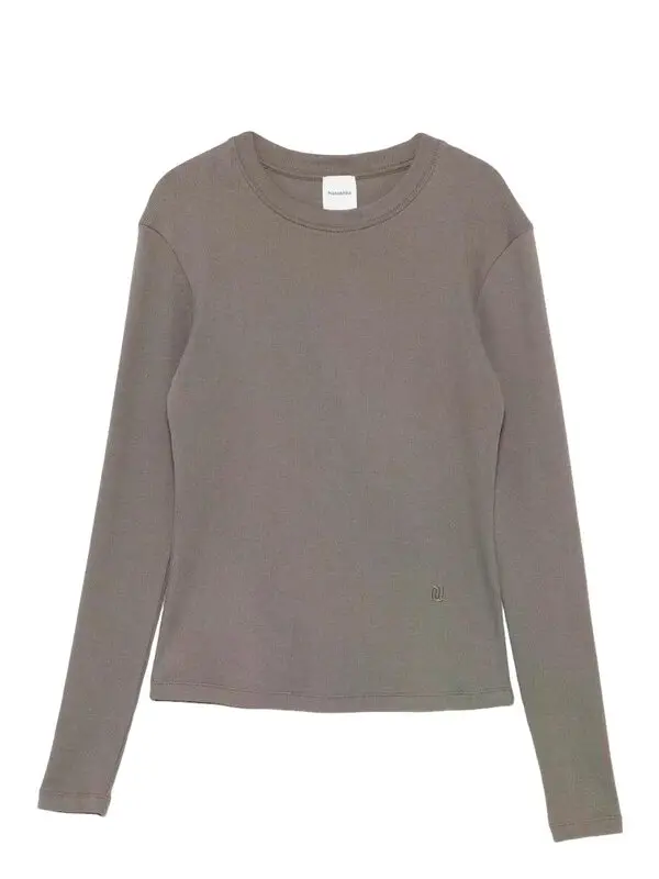 Nanushka Long-sleeve Rib Knit Top - Grey