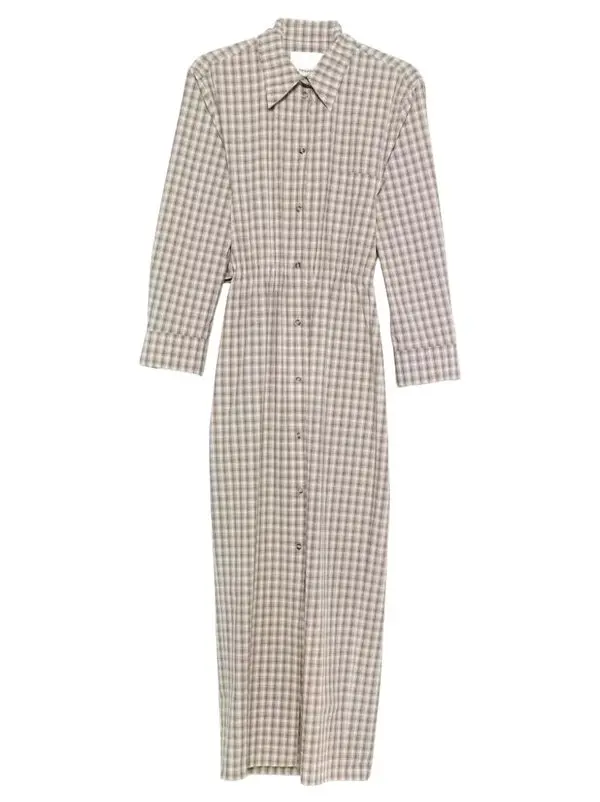Nanushka Plaid Cut-out Maxi Shirt Dress - Neutrals