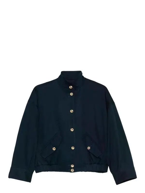 Maje Buttoned Bomber Jacket - Blue