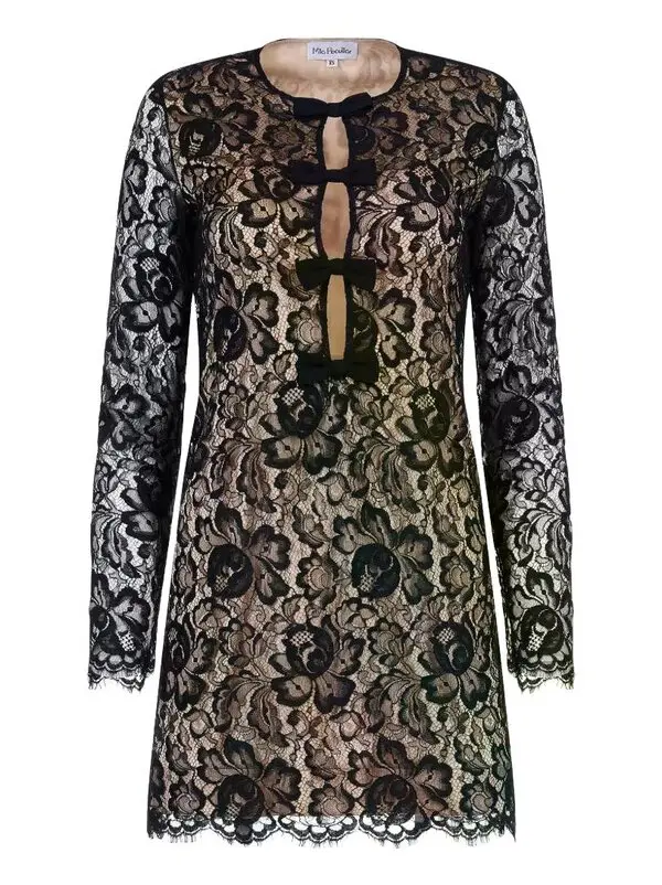MIA PECULIAR Lace Bows Mini Dress - Black