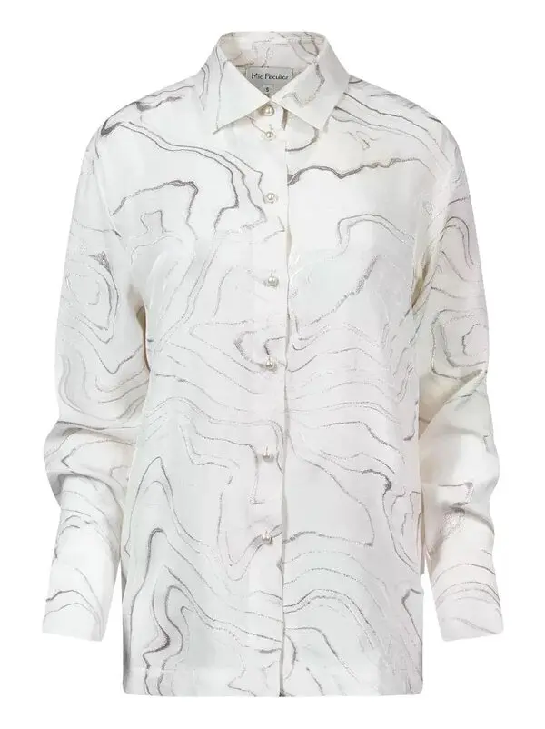 MIA PECULIAR Pearl Button Embellished Shirt - Neutrals