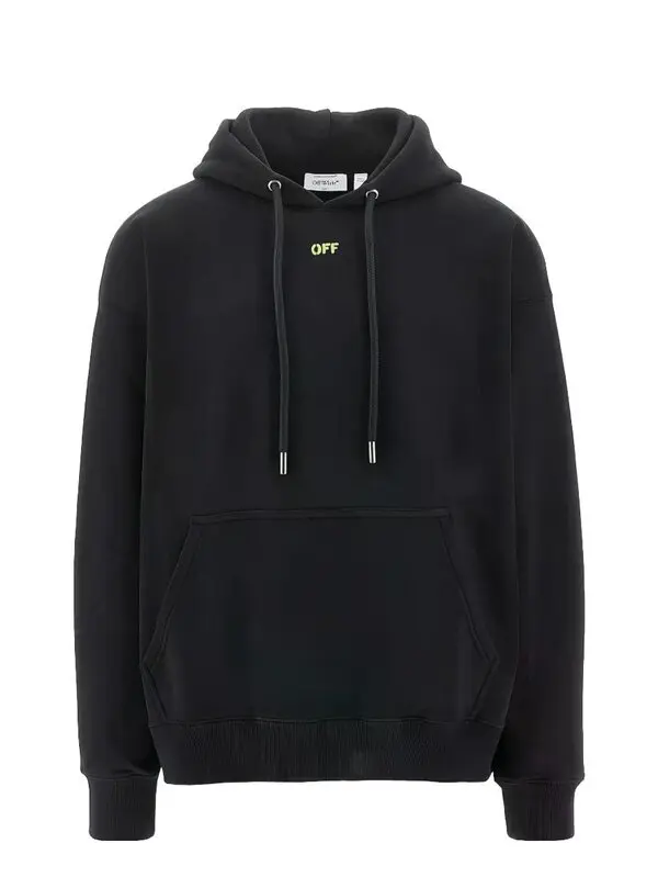Off-White Cotton Hooded Sweatshirt - Black