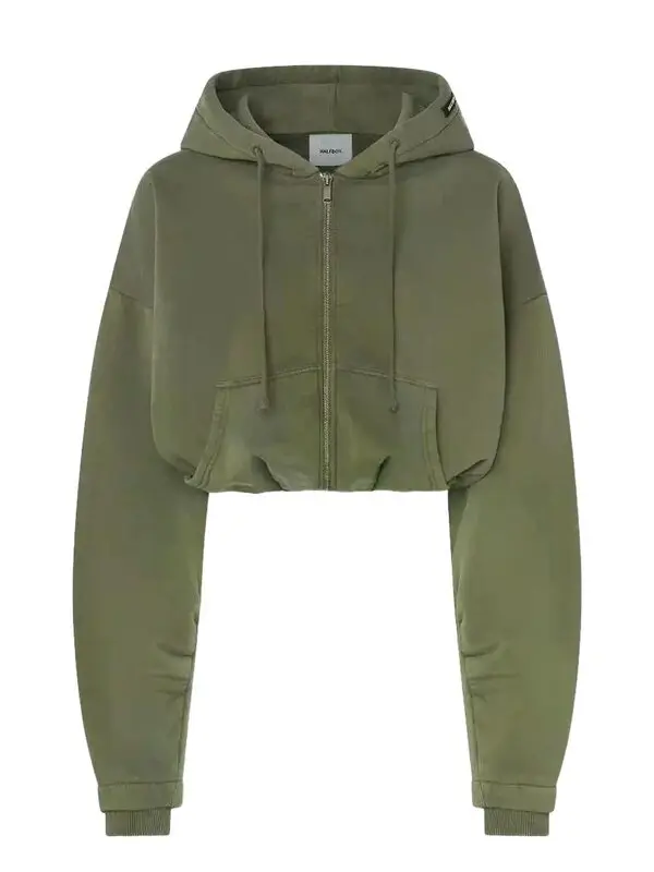 HALFBOY Cropped Zip Hoodie With Drawstring Hood - Green