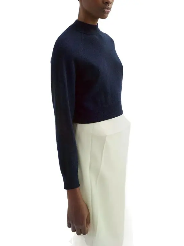 JIL SANDER Cropped Mock Neck Sweater - Blue