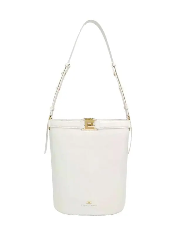 Elisabetta Franchi Naplak-effect Bucket Bag - White