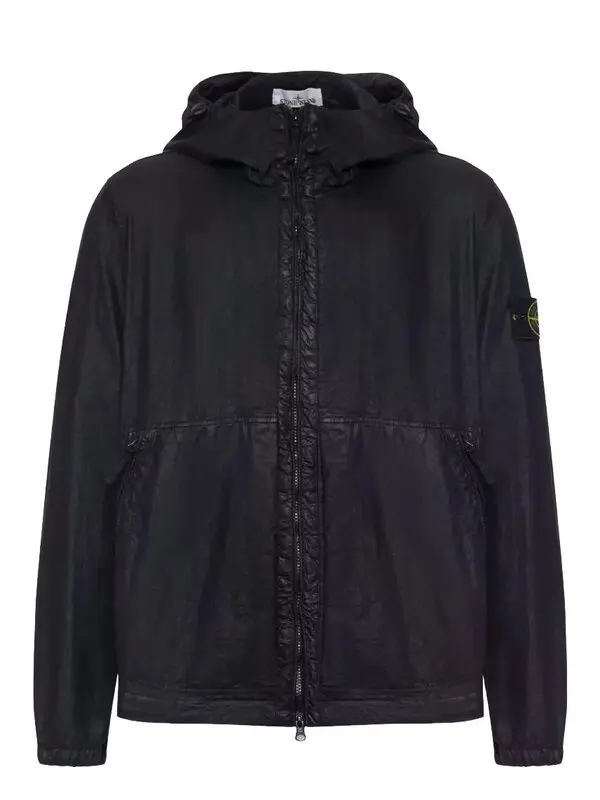 Stone Island Zip-up Hooded Jacket - Black