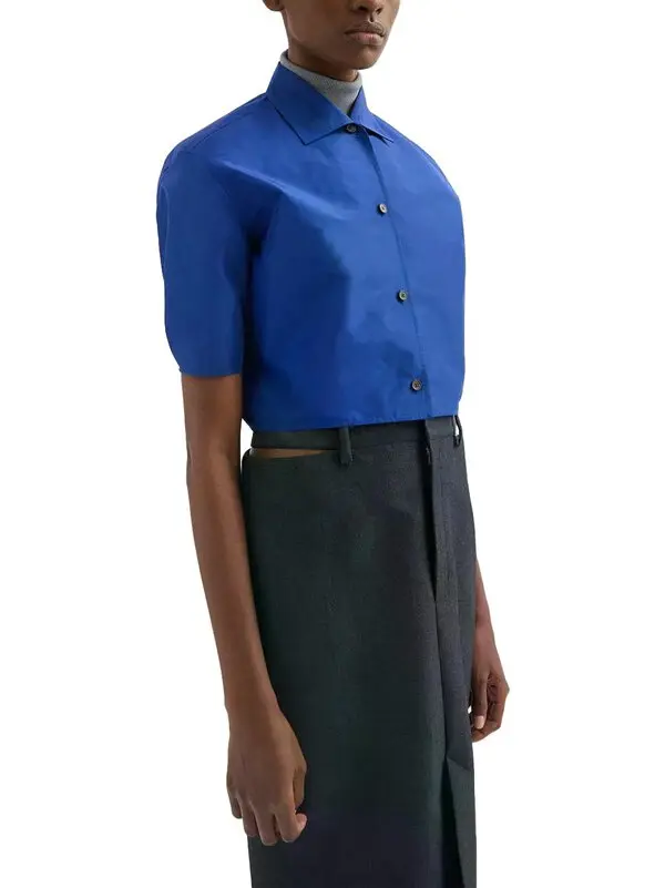 JIL SANDER Cropped Technical Crêpe Shirt - Blue