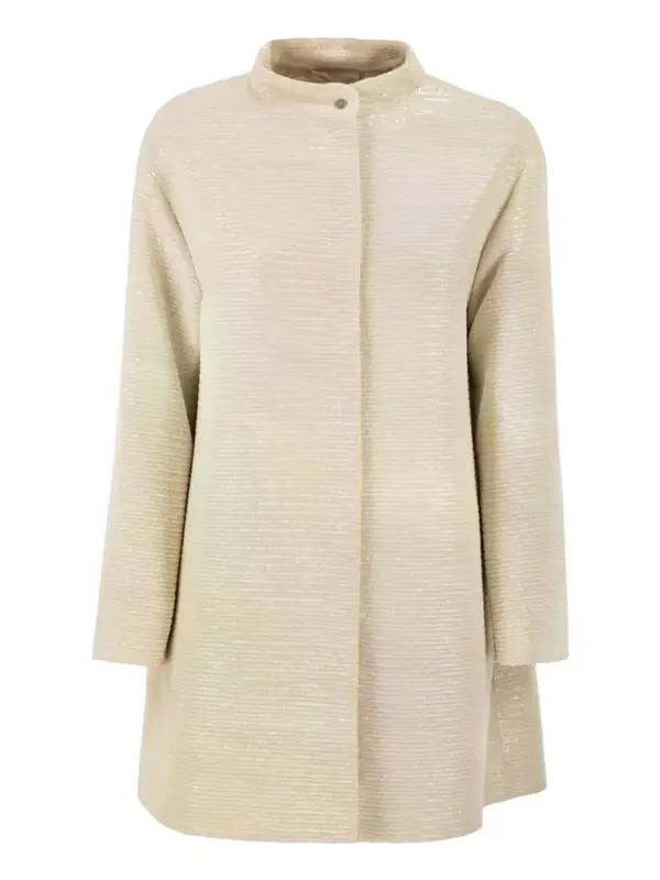 Herno Single-breasted Sequined Coat - Neutrals