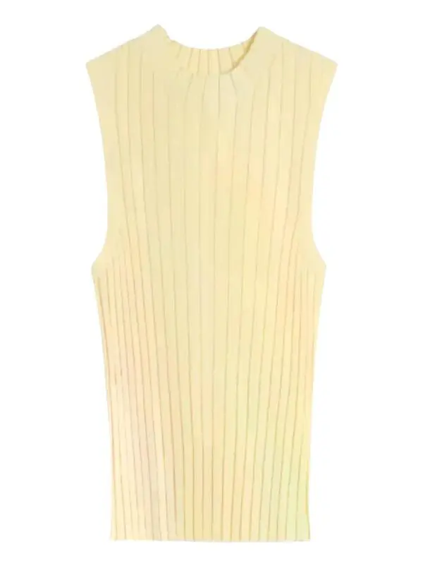 Max Mara Ribbed Knit Sleeveless Top - Yellow