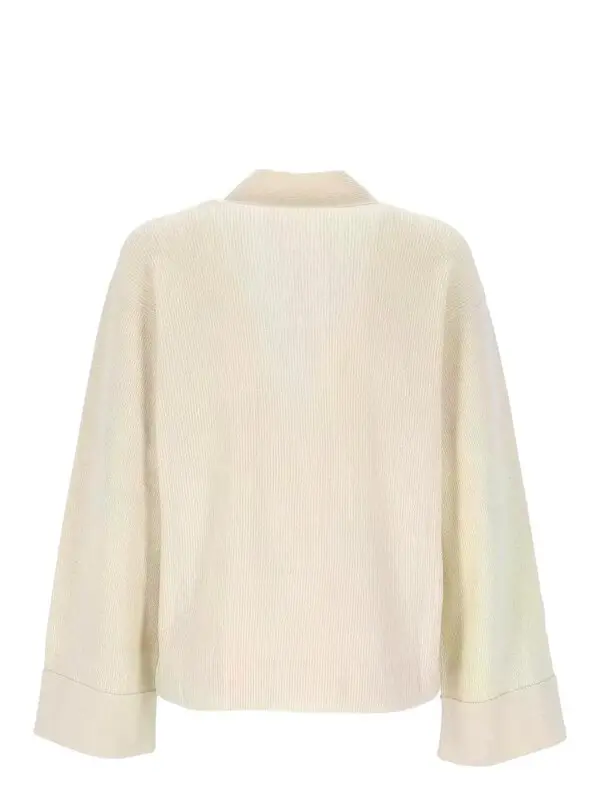 Agnona Ribbed Knit Button Front Cardigan - Neutrals