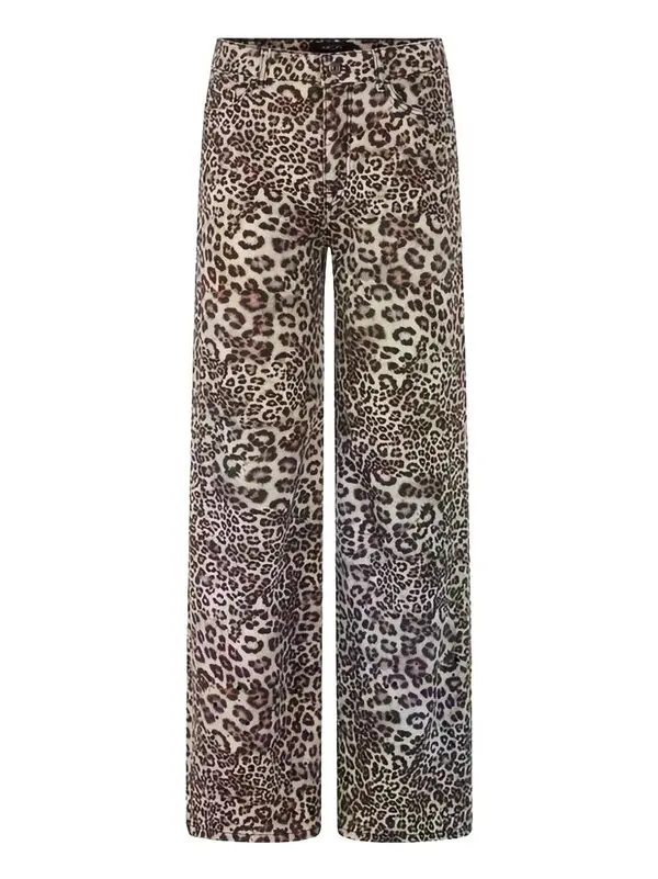 MARCCAIN Animal Print High Waist Wide Leg Trousers - Neutrals