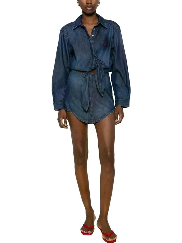 DIESEL® Tie-front Denim Shirt Dress - Blue