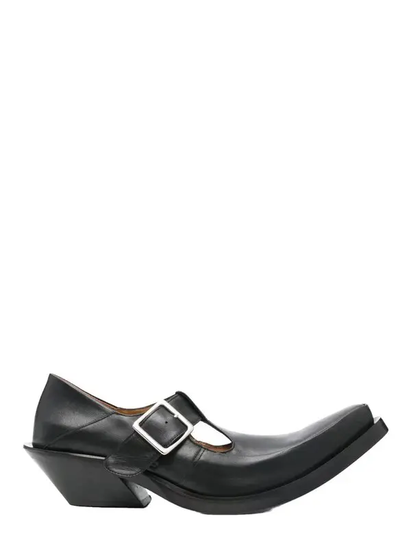 EGONLAB Leather Buckled Spike Loafers - Black