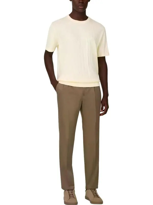 Boggi Milano Knitted T-shirt In Cotton And Silk - Neutrals