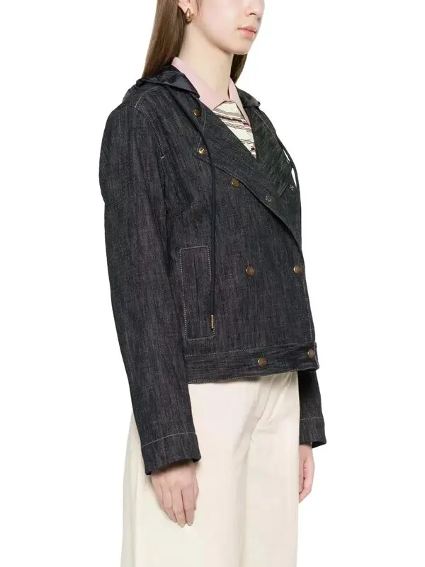 Moncler Double-breasted Hooded Jacket - Blue