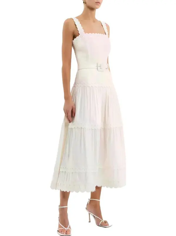 Rebecca Vallance Kahlia Scalloped Midi Dress - Neutrals