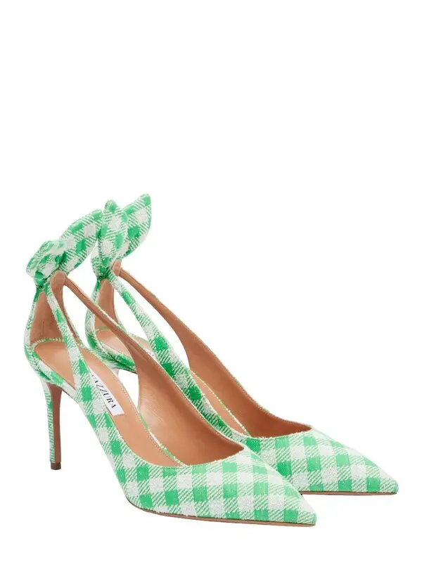 AQUAZZURA Bow Tie Checked Pumps - Green