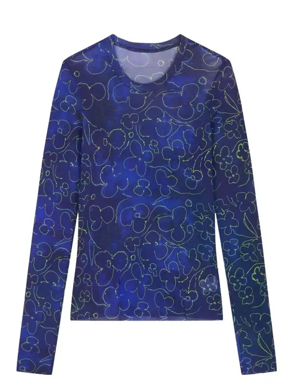 JNBY Floral Fitted Long Sleeve T-shirt - Blue