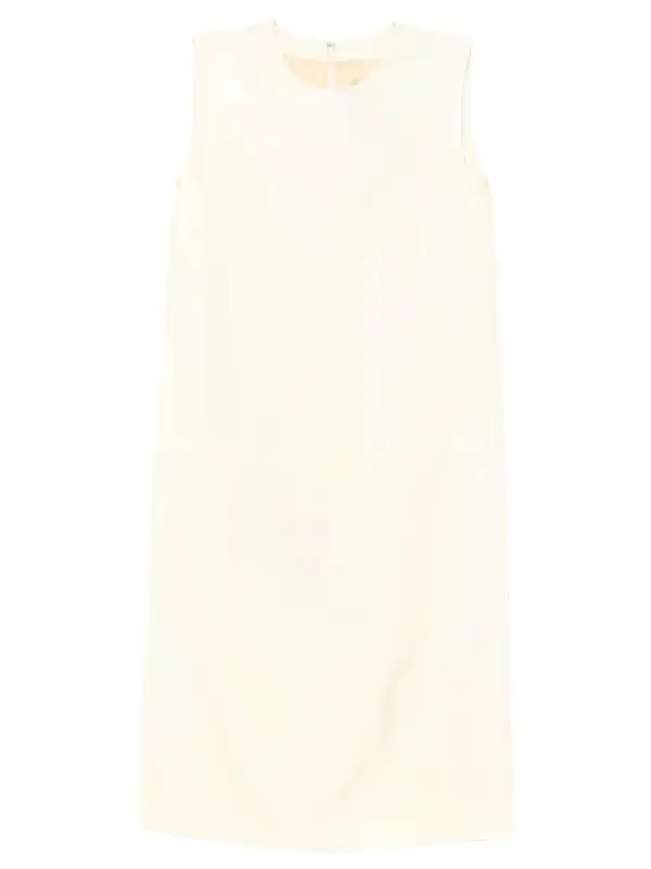 LESS Sleeveless Round Neck Midi Dress With Pockets - Neutrals