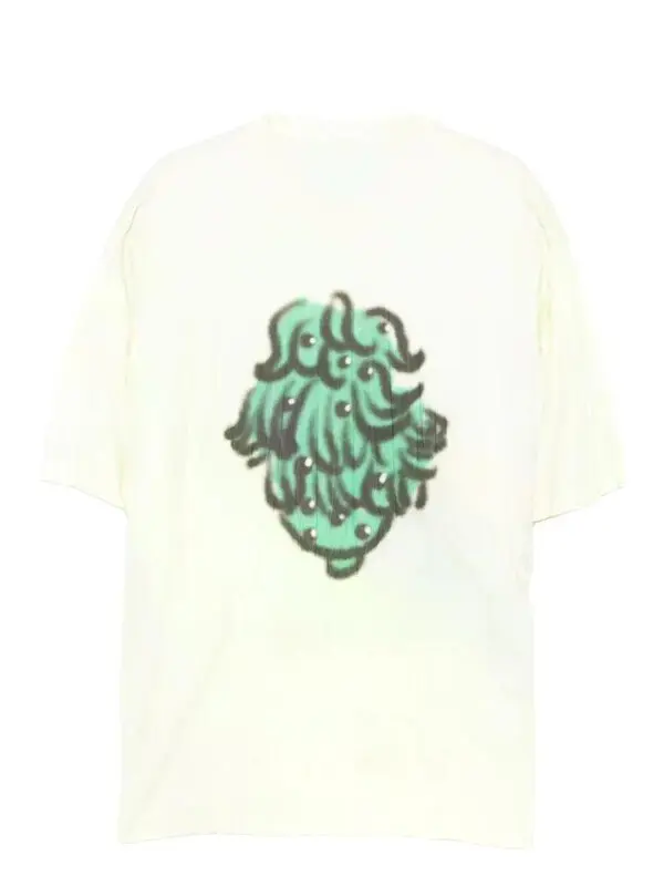 CROQUIS Graphic-print Pleated T-shirt - Yellow