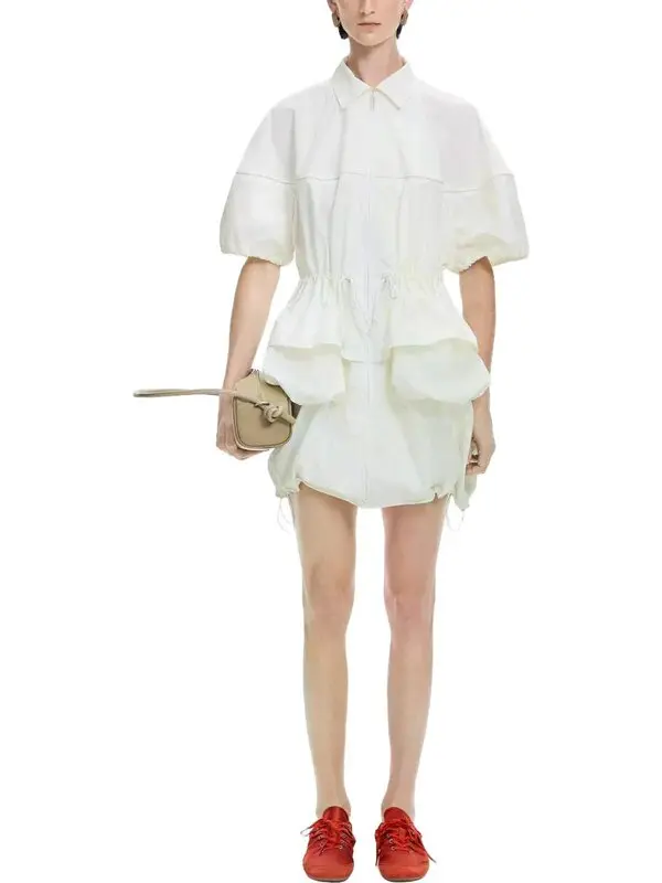 JNBY A-line Short Sleeve Dress With Ruffled Detailing - Neutrals