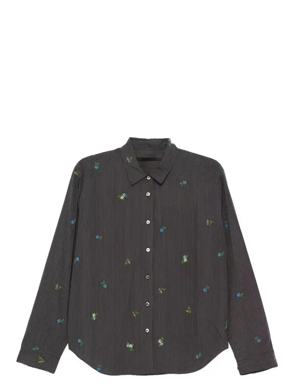 JNBY Floral Embroidered Cotton Blouse - Grey