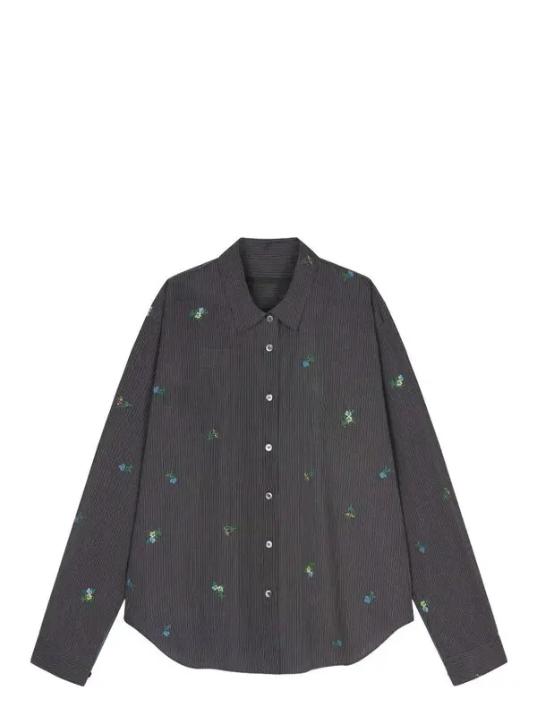 JNBY Floral Embroidered Cotton Blouse - Grey