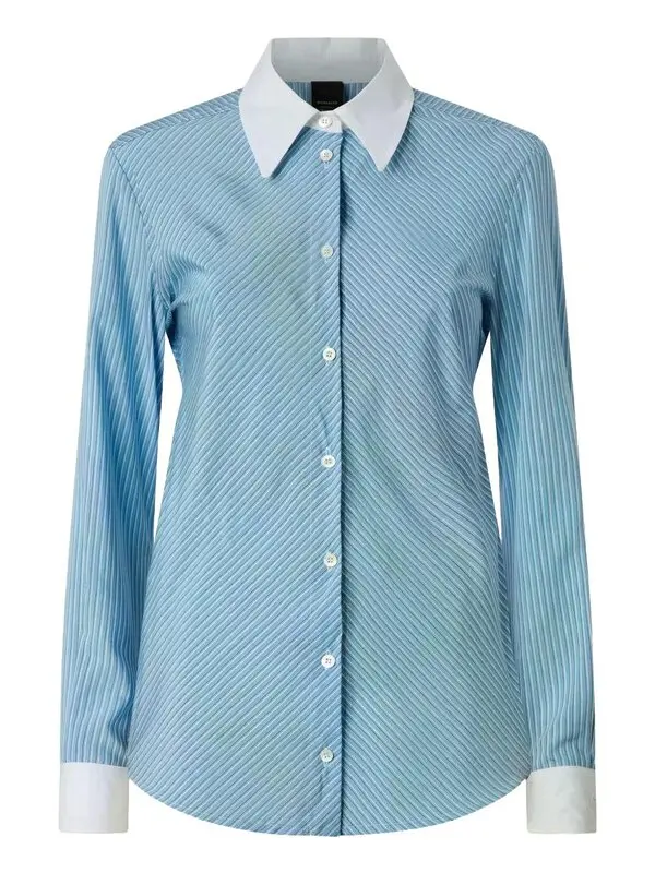 Pinko Striped Pattern Collared Shirt - Blue