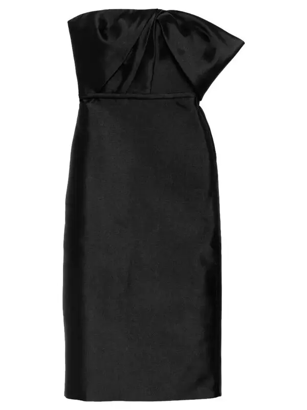 Amsale Bow Cocktail Midi Dress - Black