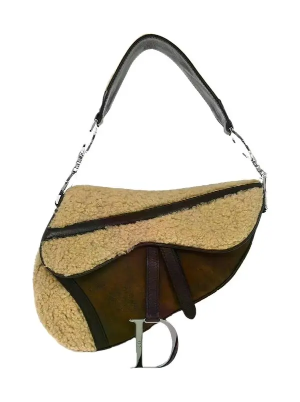 Dior 2005 Saddle Shearling Tote Bag - Neutrals