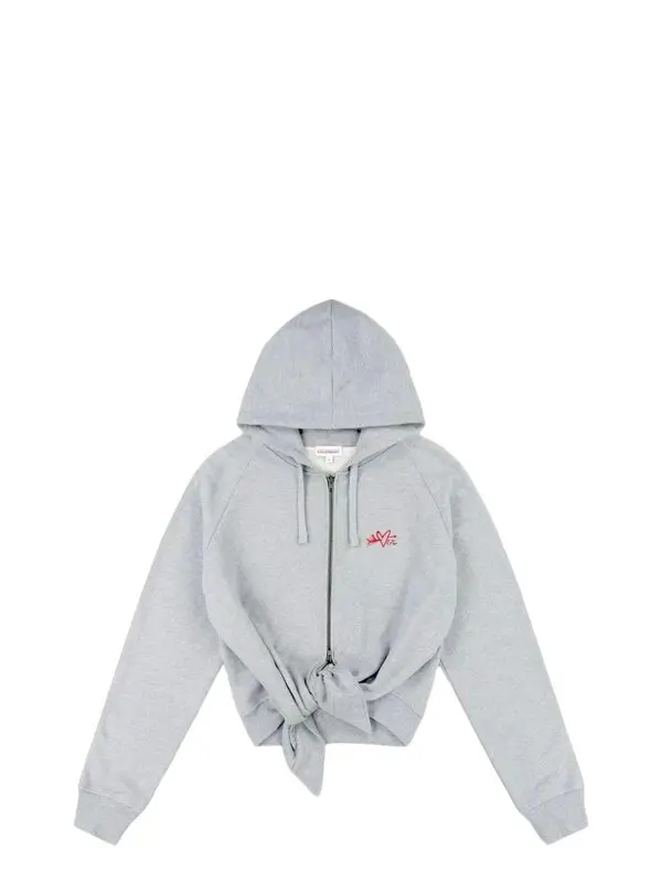 CHARLES JEFFREY Zip-up Hoodie With Embroidered Logo - Grey
