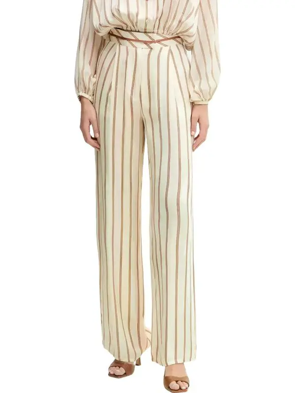 SIMONA CORSELLINI Striped Pleated Wide-leg Trousers - Neutrals