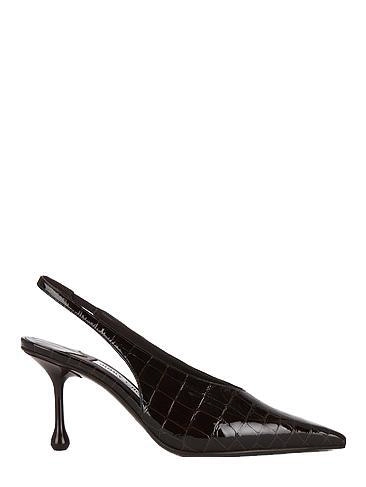 JIMMY CHOO Isa Shiny Croc Embossed Leather 95 Slingback - Sambuco