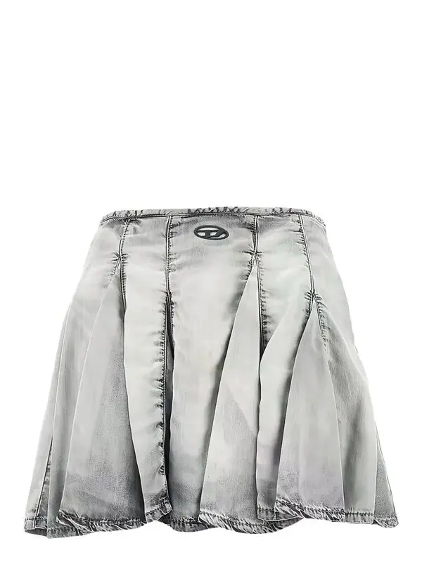 DIESEL® De-spiki Oval Logo Pleated Mini Skirt - Grey
