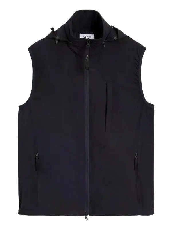 Aspesi Sleeveless Zip-up Gilet With Hood - Blue