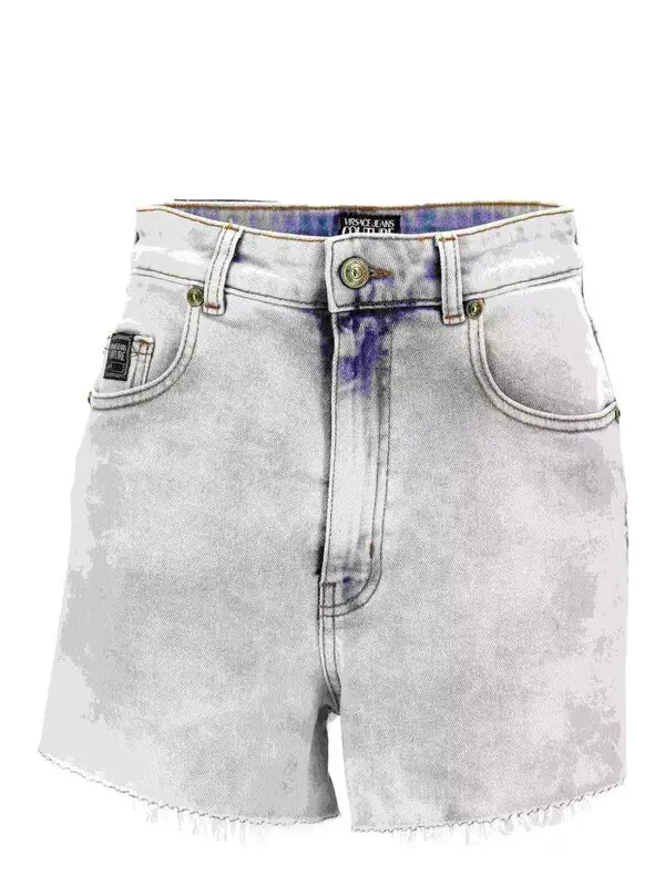 Versace Logo Patch Denim Shorts - Grey