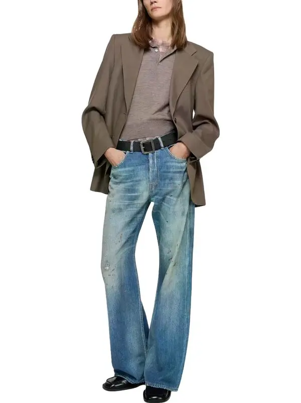 Acne Studios Patch-detail Wide Leg Jeans - Blue