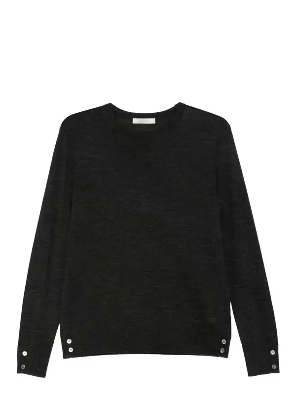 IVORY PARIS Crew Neck Button Cuff Sweater - Grey