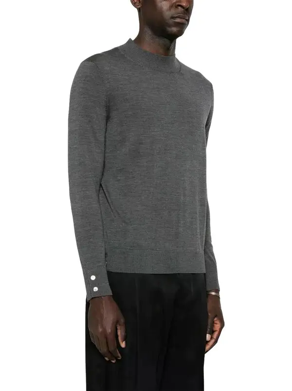 IVORY PARIS Mock Neck Sweater With Buttoned Cuffs - Grey