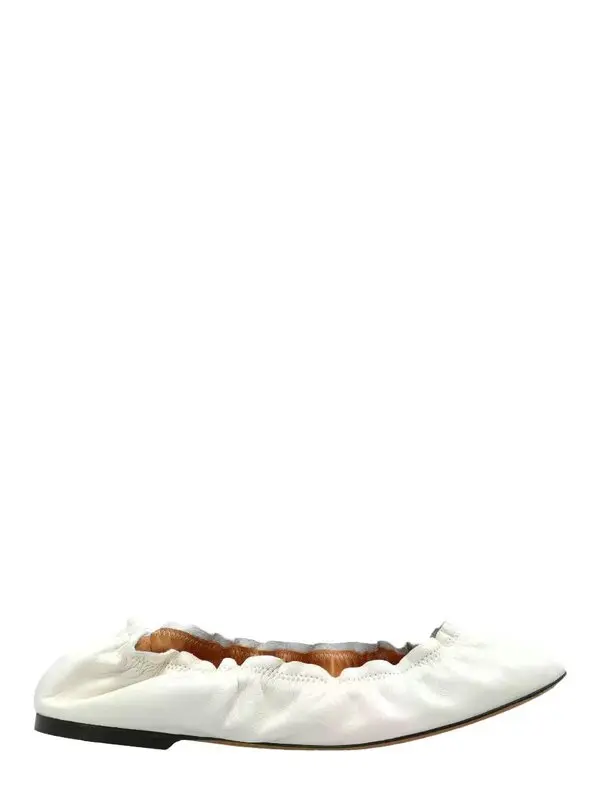 ODISSI Ballet Flats With Ruched Detailing - White