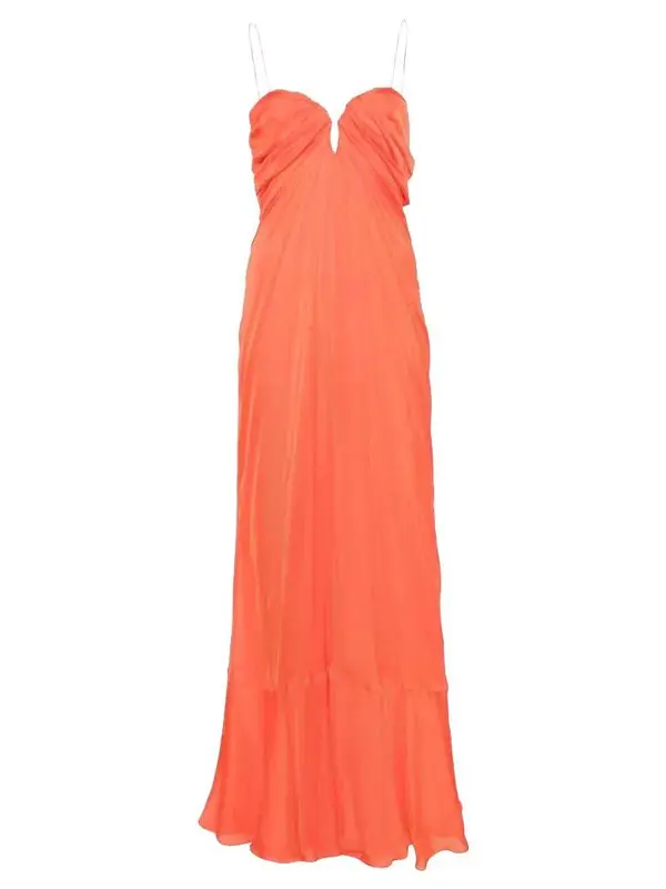 Raquel Diniz Ruched Maxi Dress With Keyhole Detail - Orange