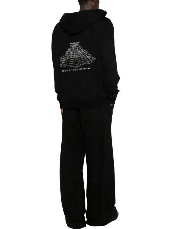 Rick Owens Hooded Printed Hoodie - Black