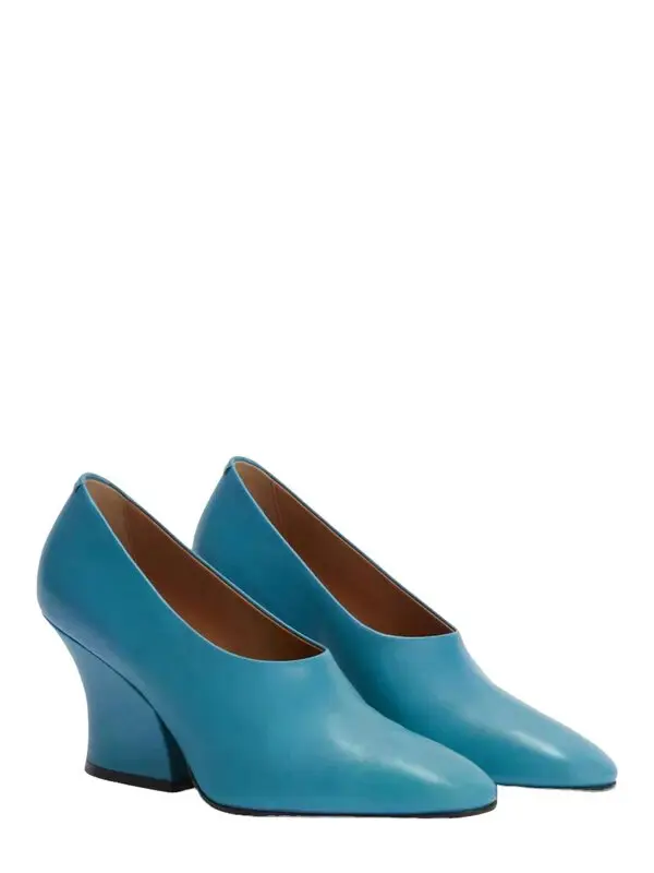 JIL SANDER Leather Block Heel Pumps - Blue